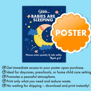 Quiet Naptime Poster for Babies - Daycare, Preschool, Home Child Care ...
