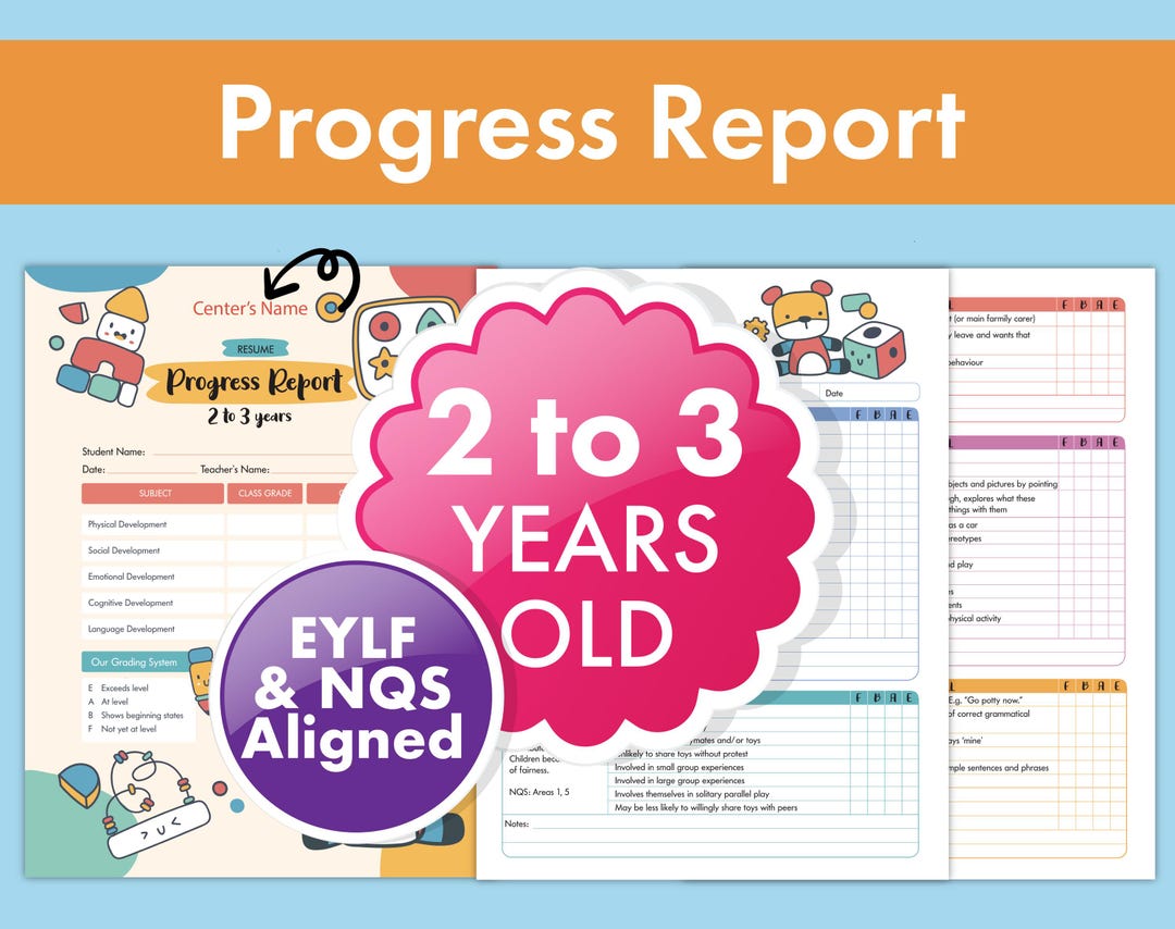 2–3 Year Old Toddler Progress Report | Editable Fillable PDF ...