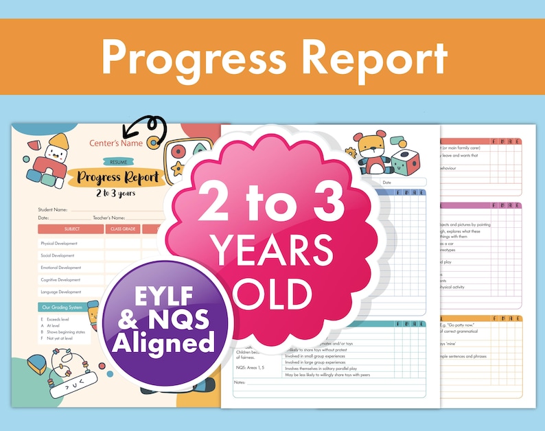 2–3 Year Old Toddler Progress Report | Editable Fillable PDF ...
