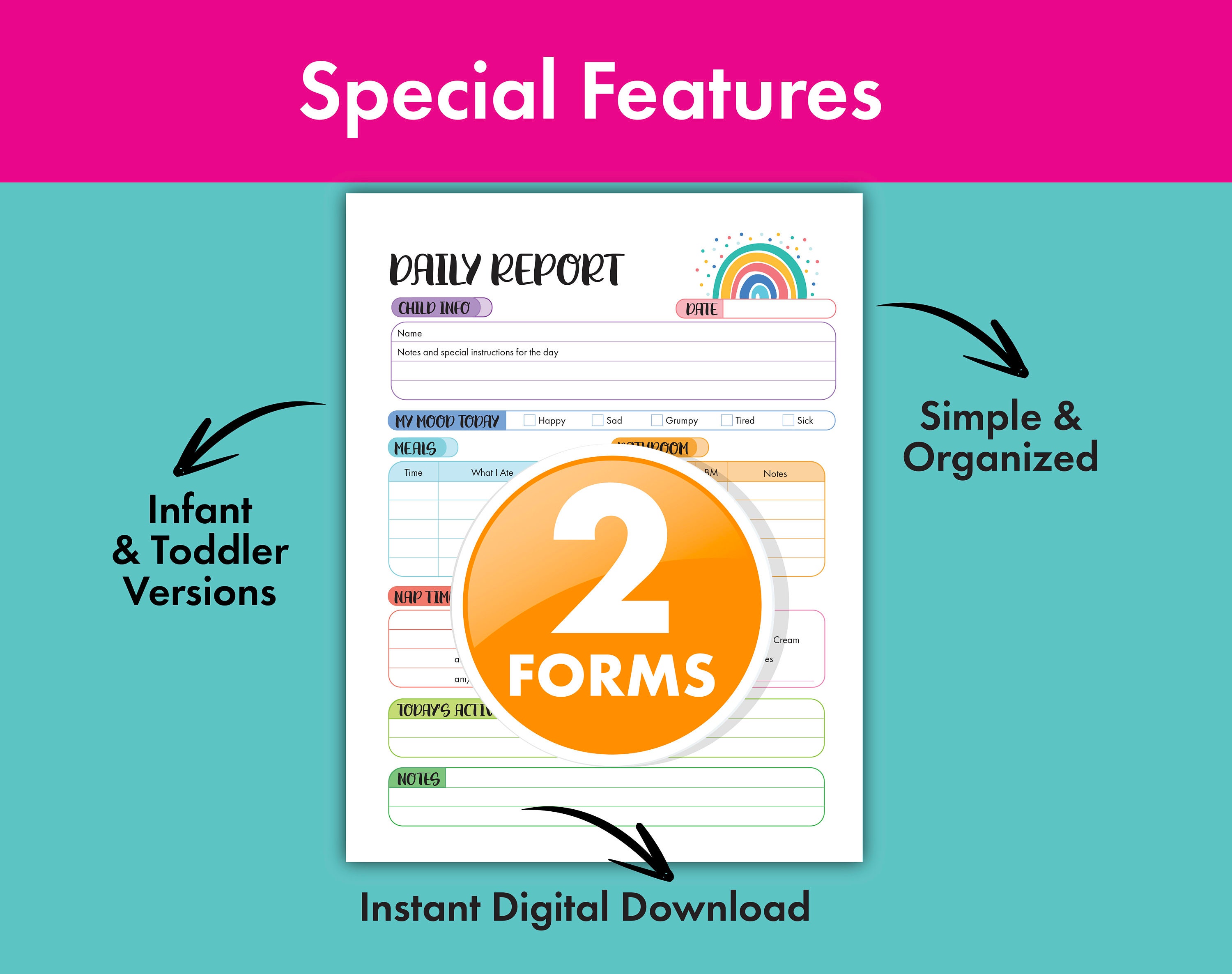 Daily Report Form for Daycare, Childcare, Preschool and Babysitter ...