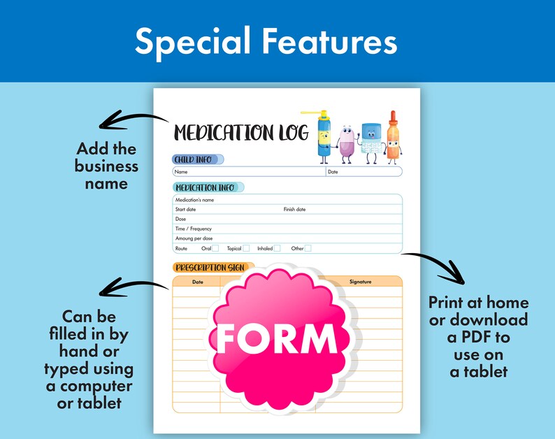 Daycare Medication Authorization Forms Bundle - Prescription and Non ...