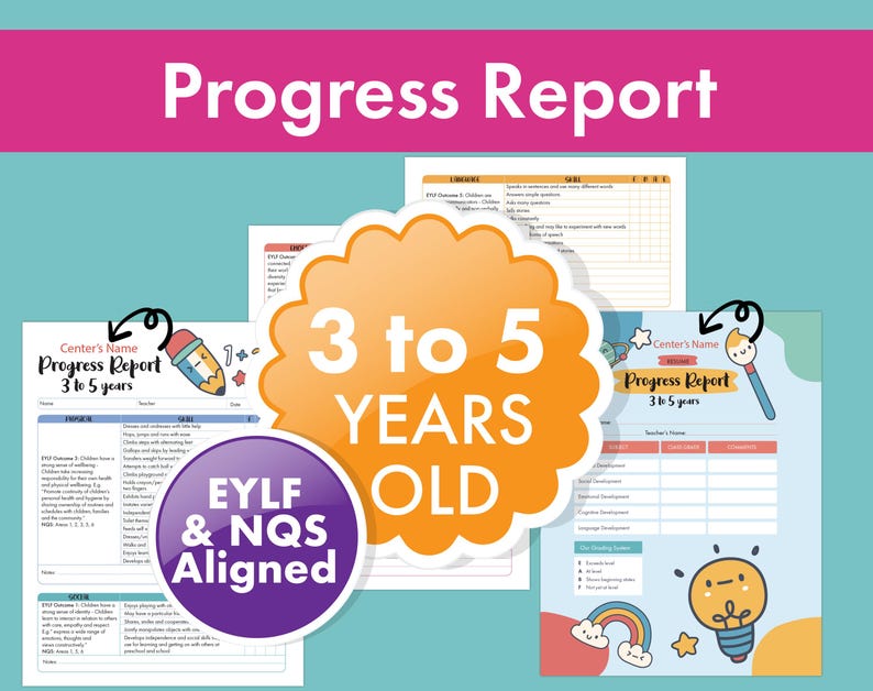 3-5 Year Old Progress Report | EYLF & NQS Aligned Fillable PDF ...