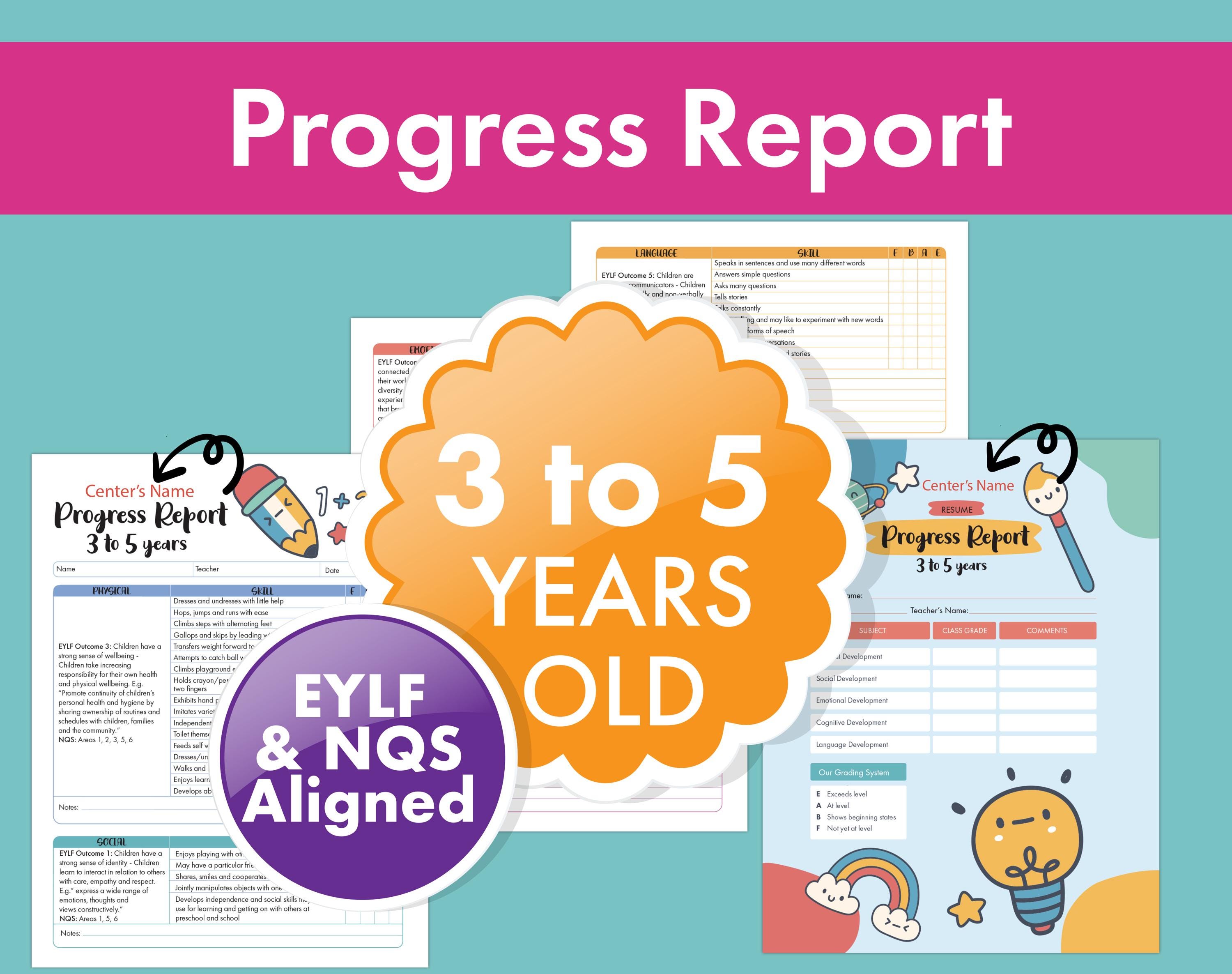 3-5 Year Old Progress Report | EYLF & NQS Aligned Fillable PDF ...