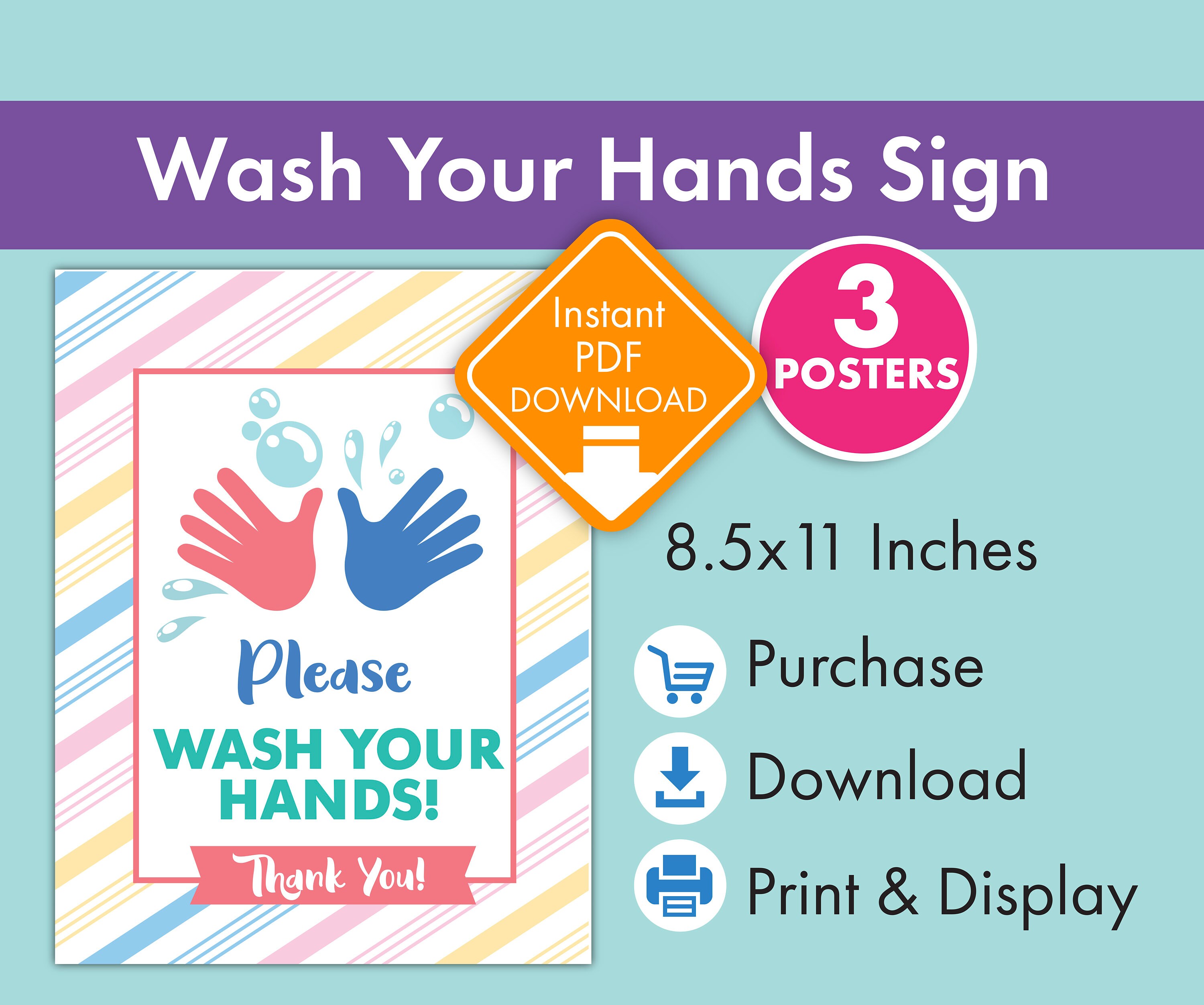 WASH YOUR HANDS - Daycare Printable Please Wash Your Hands Sign ...