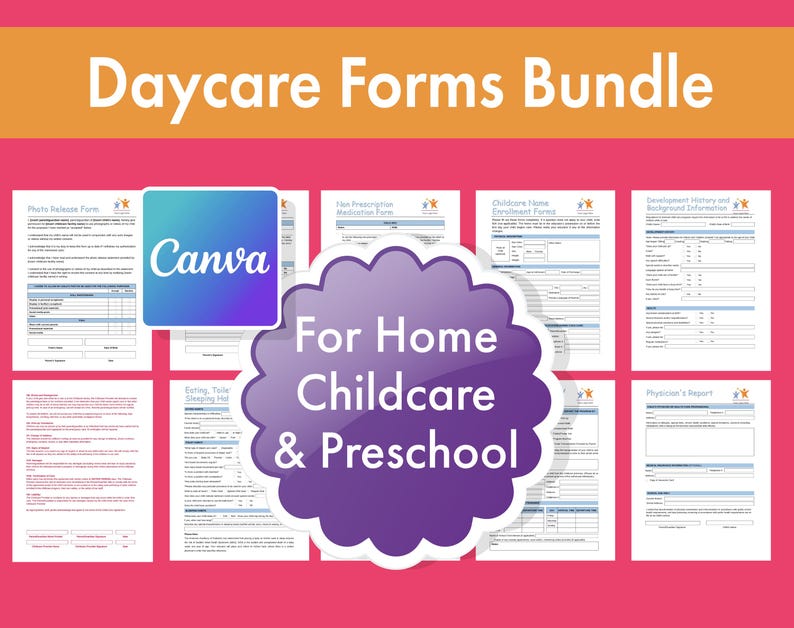 Editable Daycare Forms Bundle | Canva Starter Kit With Contract ...