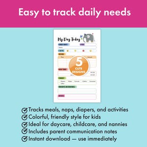 Daily Report Form for Infants, Toddlers, Preschool — Printable Daycare ...