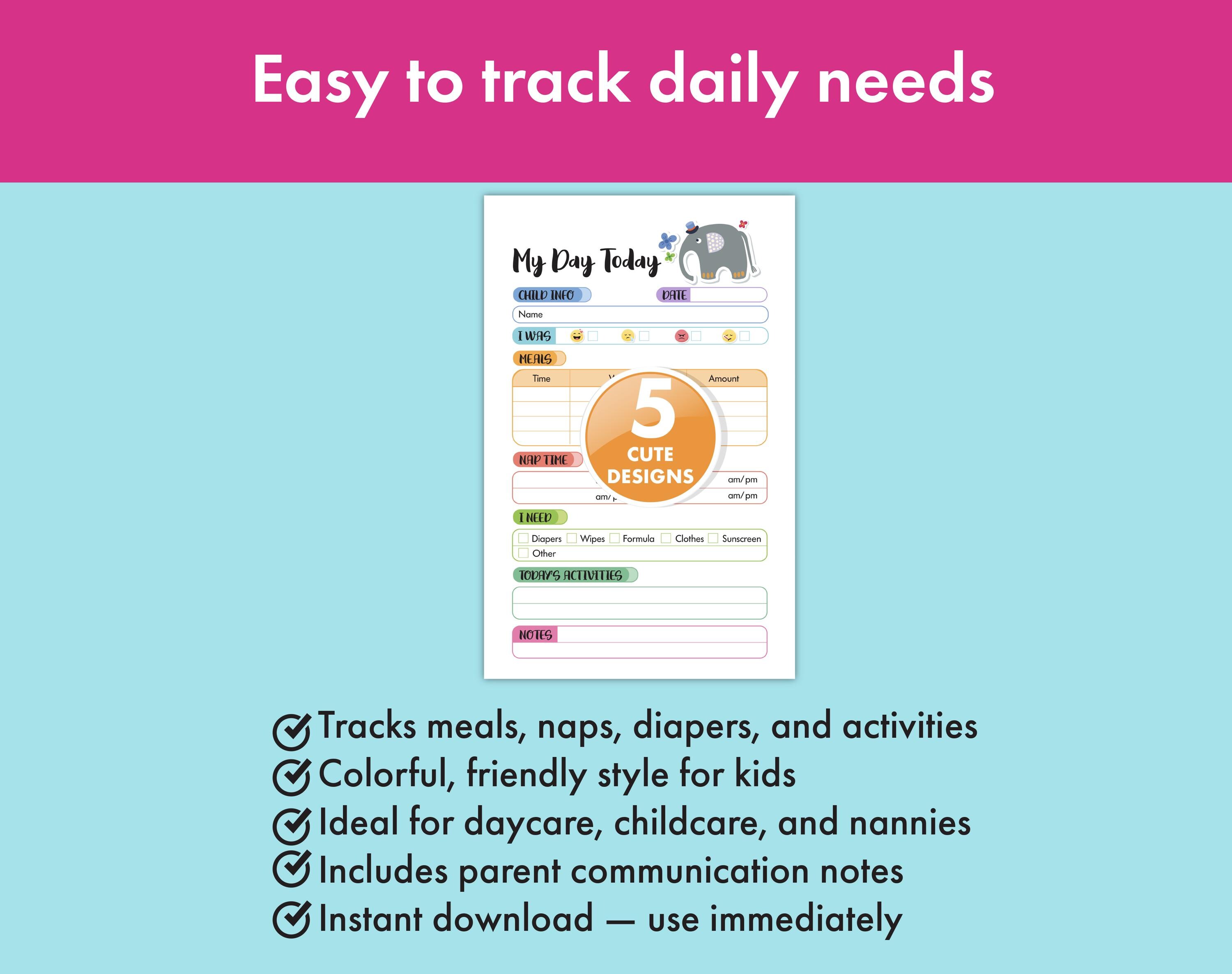 Daily Report Form for Infants, Toddlers, Preschool — Printable Daycare ...