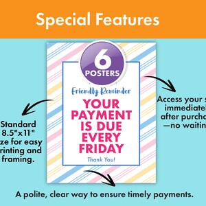 Payment Due Sign | Every Friday Payment Reminder | Digital Download for ...