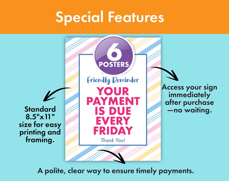 Payment Due Sign | Every Friday Payment Reminder | Digital Download for ...