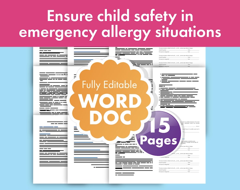 Complete Allergy and Anaphylaxis Management Plan | Editable Emergency ...