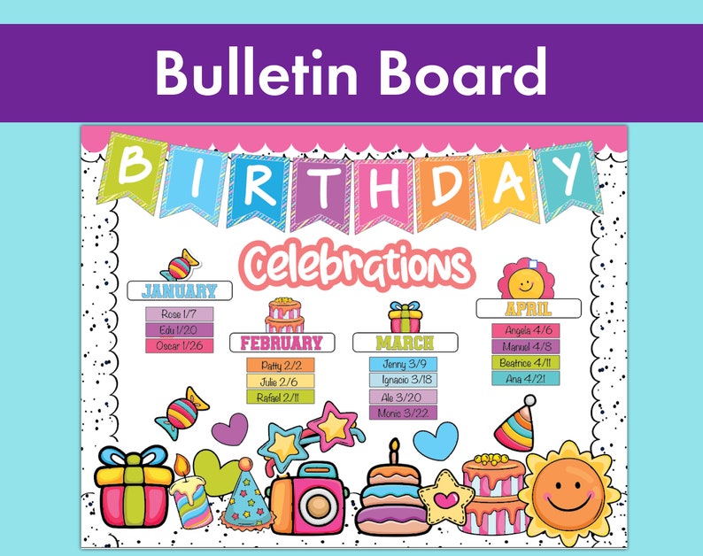 Birthday Bulletin Board Kit | Classroom Birthday Decor | Preschool ...