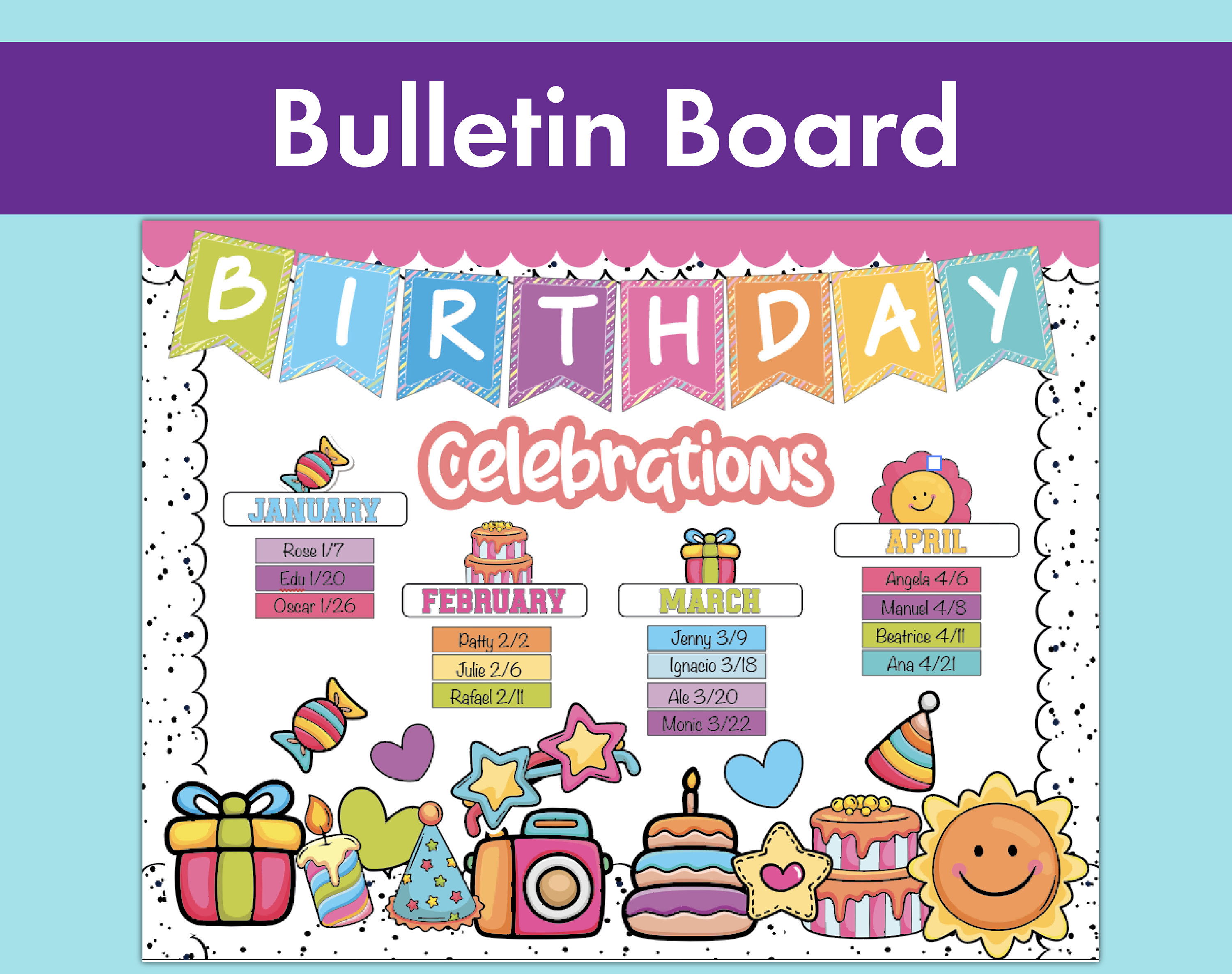 Birthday Bulletin Board Kit | Classroom Birthday Decor | Preschool ...
