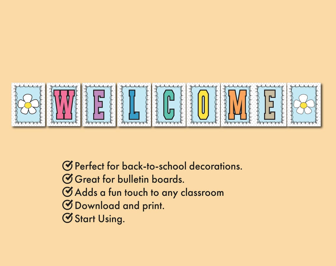 Welcome Banner for Classroom Decor: Bright and Beautiful Printable ...