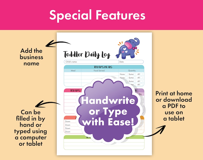 Baby Log and Toddler Schedule Report Bundle - Daycare Forms, Childcare ...