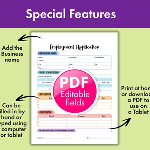 Employee Application Form – Ideal for Daycare, Preschool, In-home ...