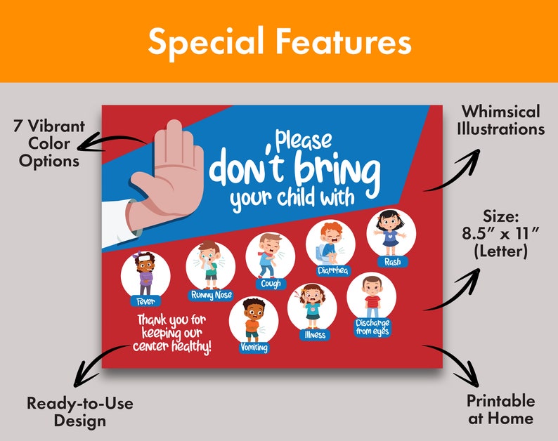 Keep Kids Healthy With Our Daycare Sick Policy Poster – A Must-have for ...