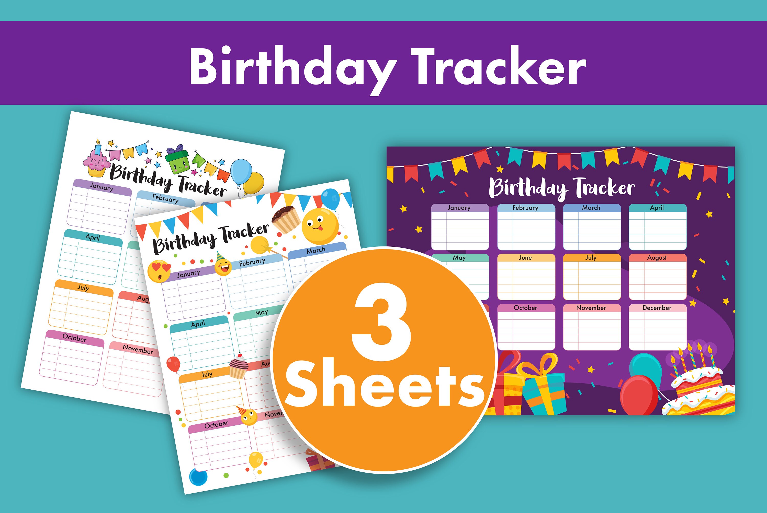 Birthday Tracker Form for Daycare and Preschool Colorful and Fillable ...