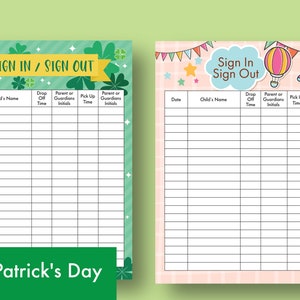 Year-round Daycare Sign in and Out Forms Stay Organized With - Etsy