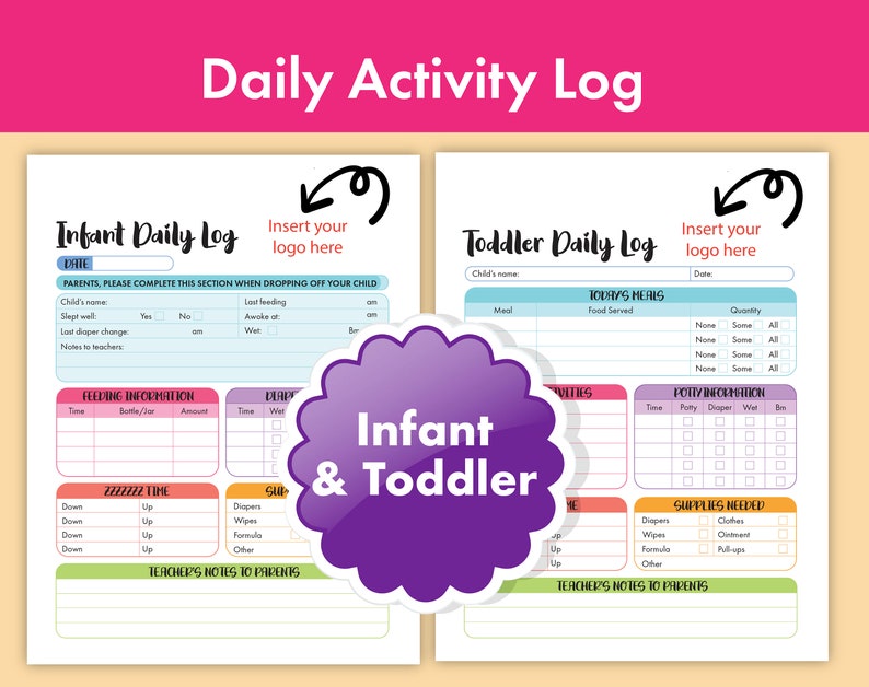 Baby Log and Toddler Schedule Report Bundle Daycare Forms, Childcare ...