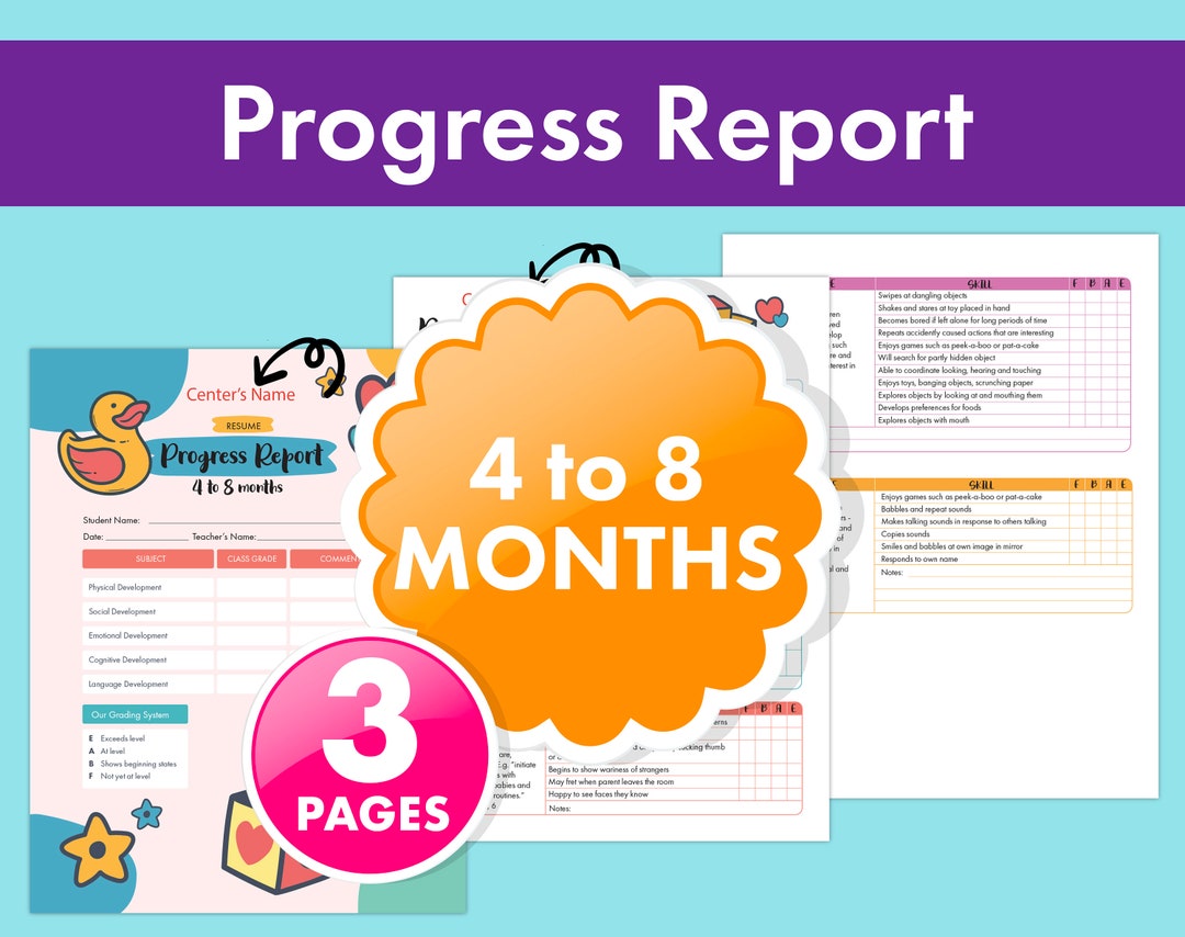 4 to 8 Months Progress Report Form - Developmental Milestone Tracker ...