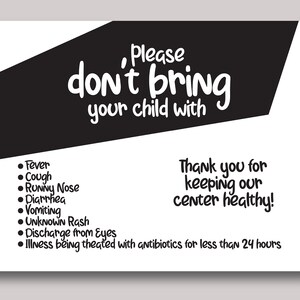 Keep Kids Healthy With Our Daycare Sick Policy Poster A - Etsy