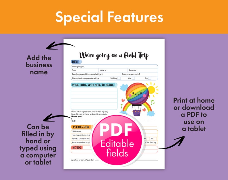 Field Trip Permission Form - Get Ready for Adventure - Perfect for ...