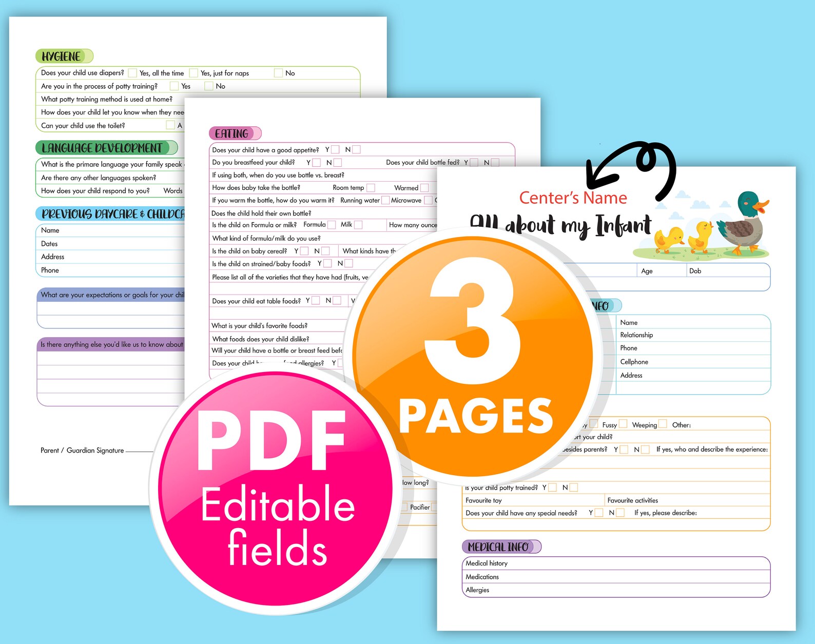 All About My Child Form - Essential Daycare Forms for Infants - Get to ...