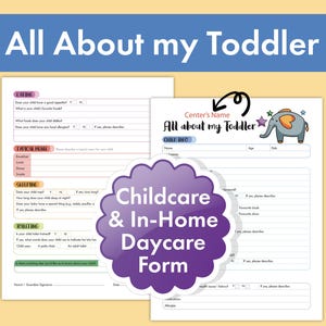All About My Toddler Daycare Form – Printable Child Info Sheet for ...