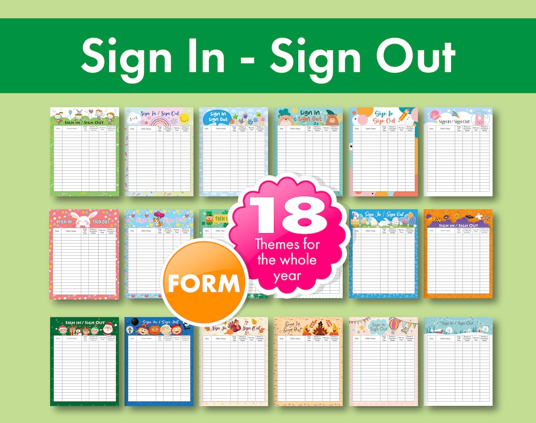 Year Round Daycare Sign in and Out Forms - Stay Organized With Style ...