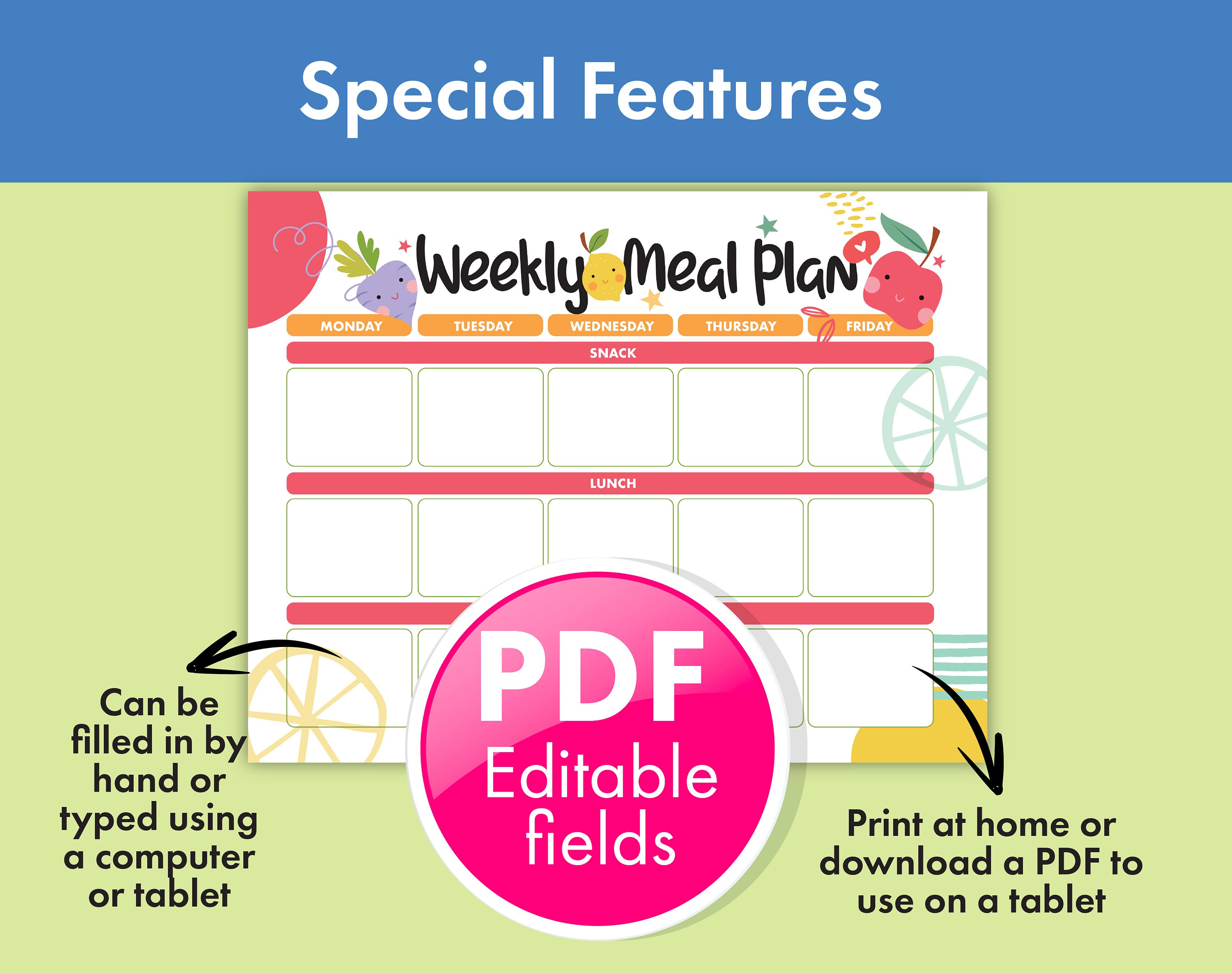 Childcare Menu Planning Kit | Weekly & Monthly Menu Forms | Daycare ...