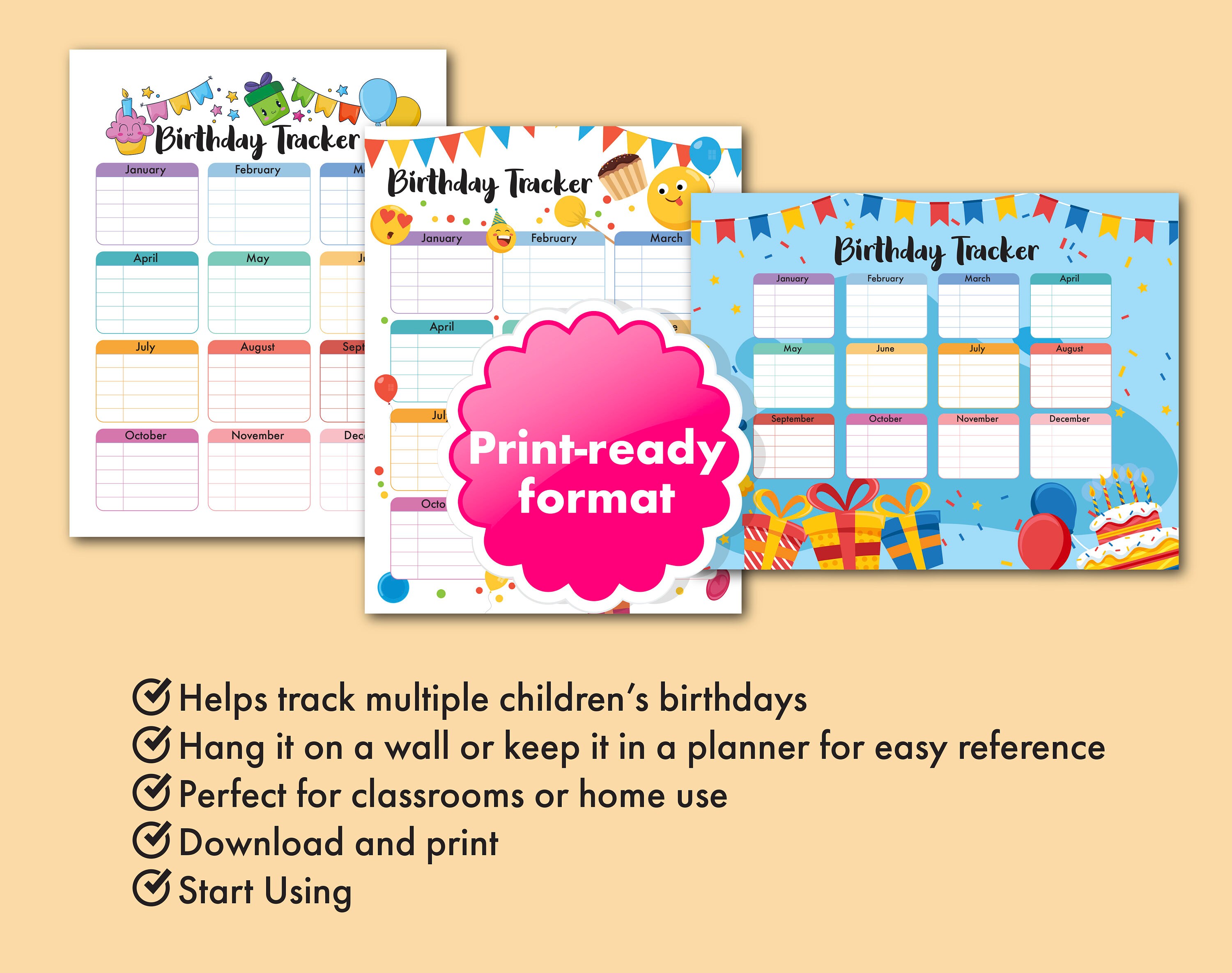 Birthday Tracker Form for Daycare and Preschool | Printable Birthday ...
