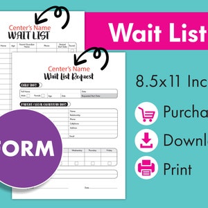 Childcare Waitlist Request Form Ideal for Daycare, Preschool, In-home ...