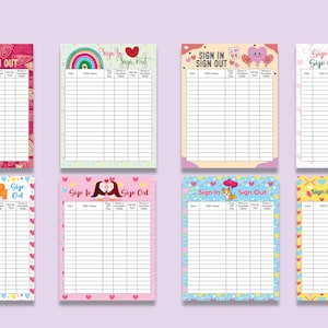 Sign in and Out Form for Daycare, Form, Preschool, Childcare, Home ...