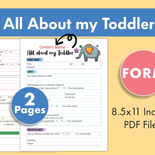 All About My Child Daycare Forms Get to Know My Child All - Etsy