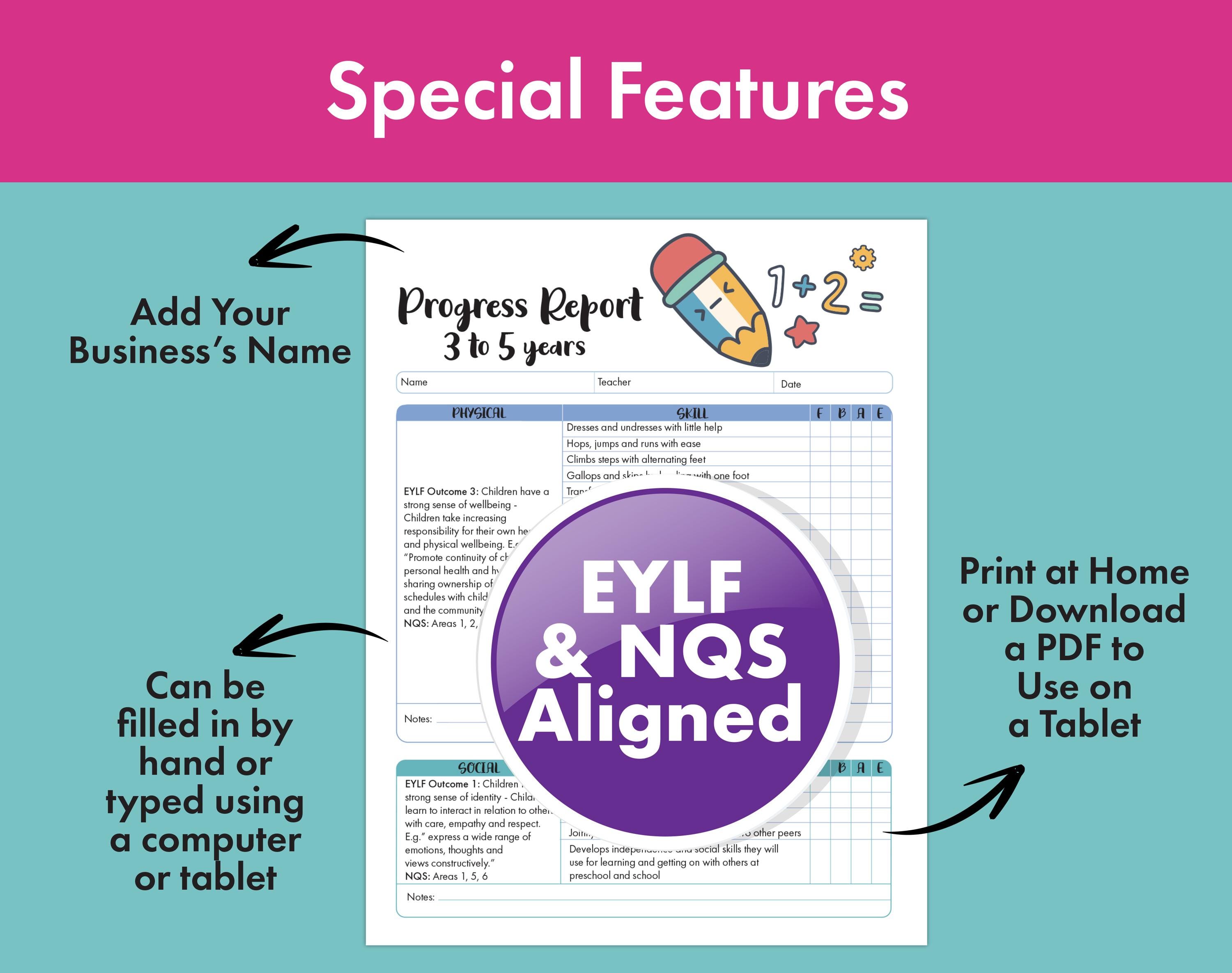 3-5 Year Old Progress Report | EYLF & NQS Aligned Fillable PDF ...