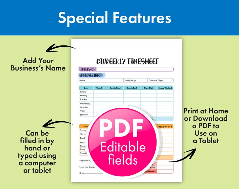 Staff Timesheet Bundle Forms - Childcare Staff Clock in Clock Out ...