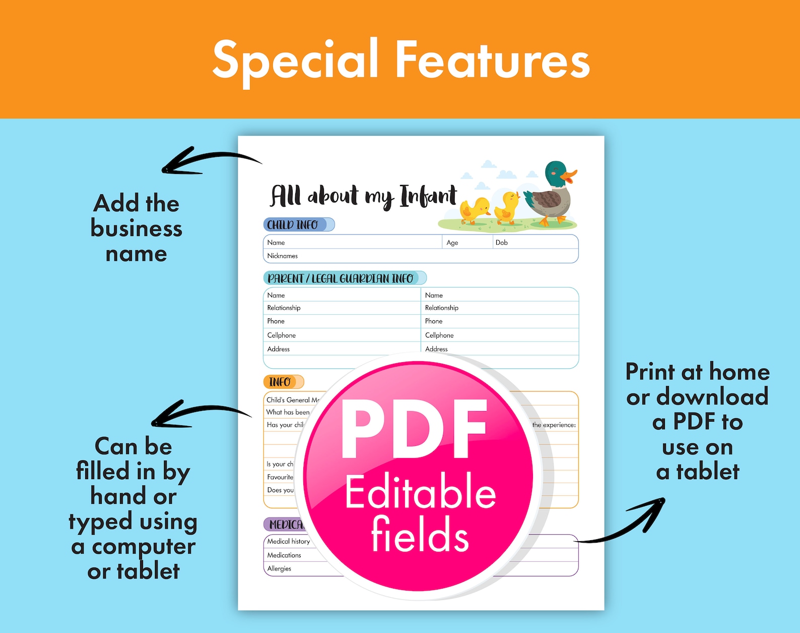 All About My Child Form - Essential Daycare Forms for Infants - Get to ...