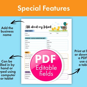 All About My Child Form - Essential Daycare Forms for Infants - Get to ...