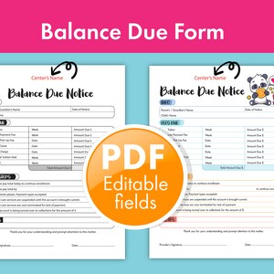 Balance Due Notice: Late Payment & Tuition Statement - Fillable PDF for ...