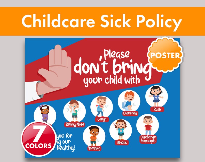 Keep Kids Healthy With Our Daycare Sick Policy Poster – A Must-have for ...