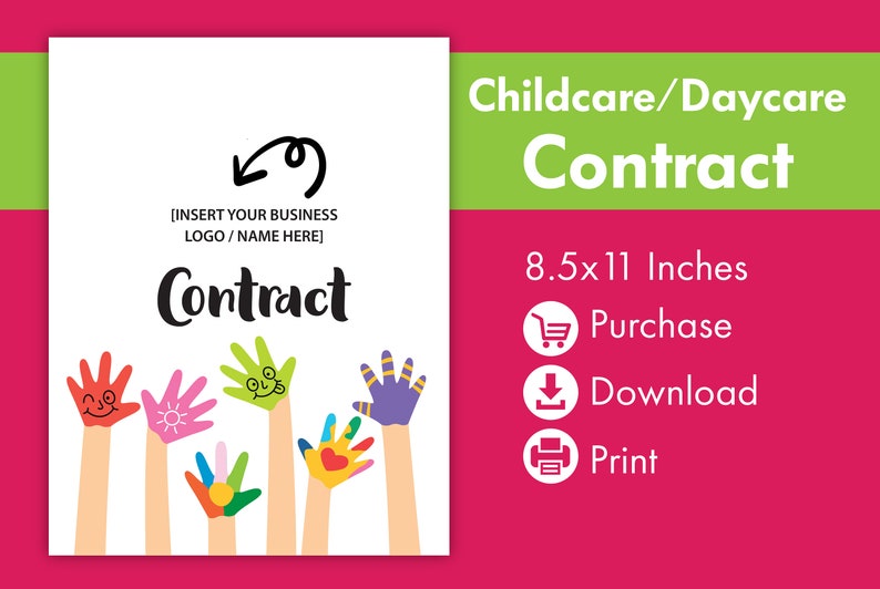 Childcare Daycare Contract Fully Editable Enrollment - Etsy