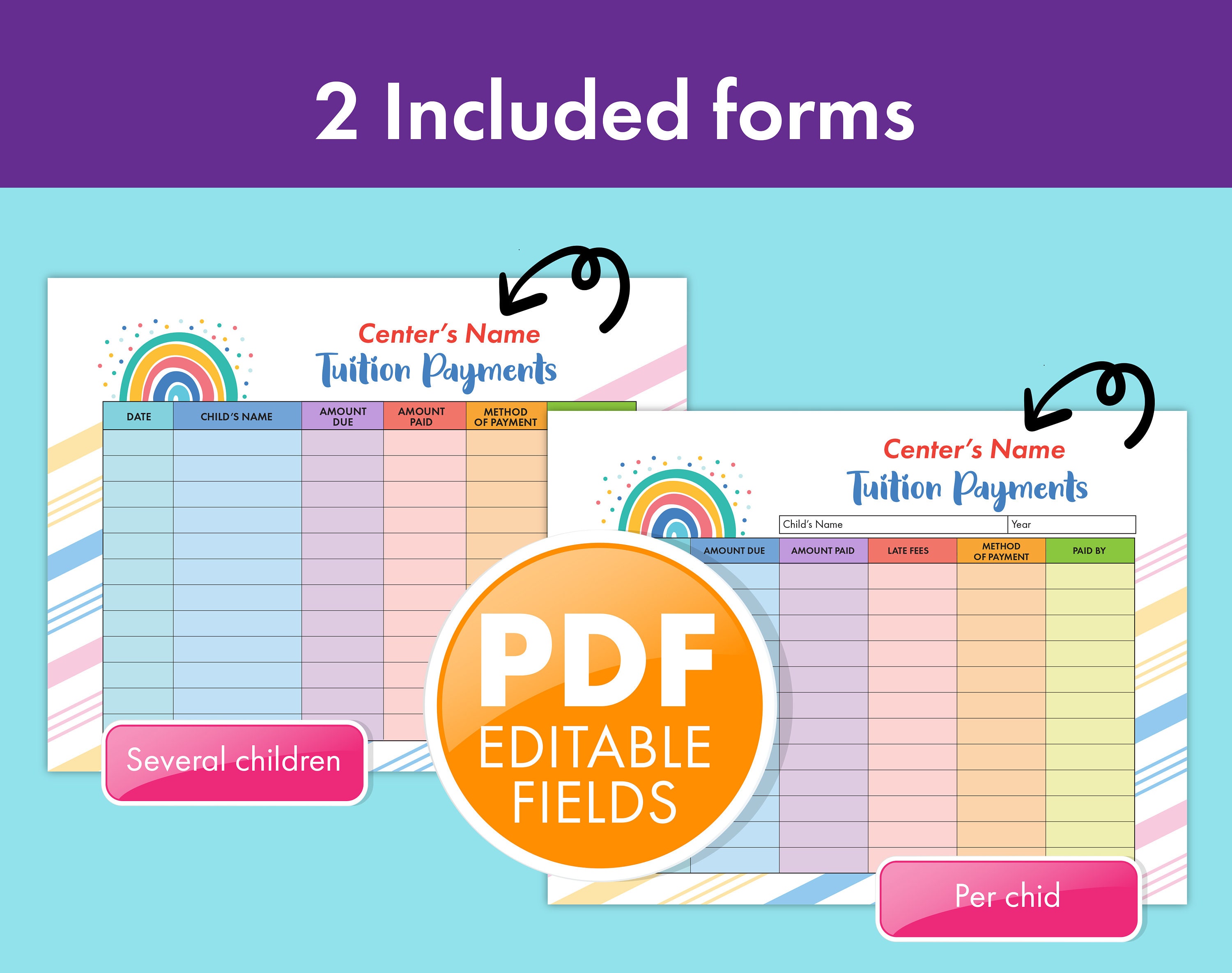 Tuition Payments Report Form - Rainbow Payments Form for Daycare ...