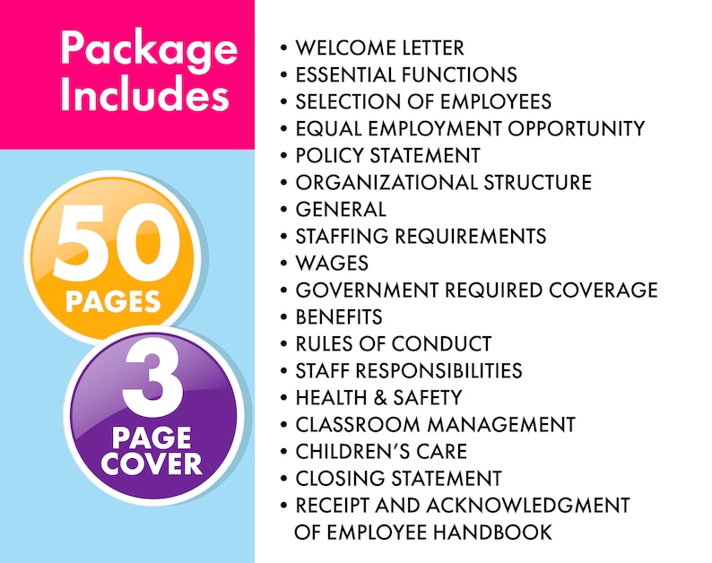 Complete Employee Handbook Template for Childcare Businesses - Editable ...