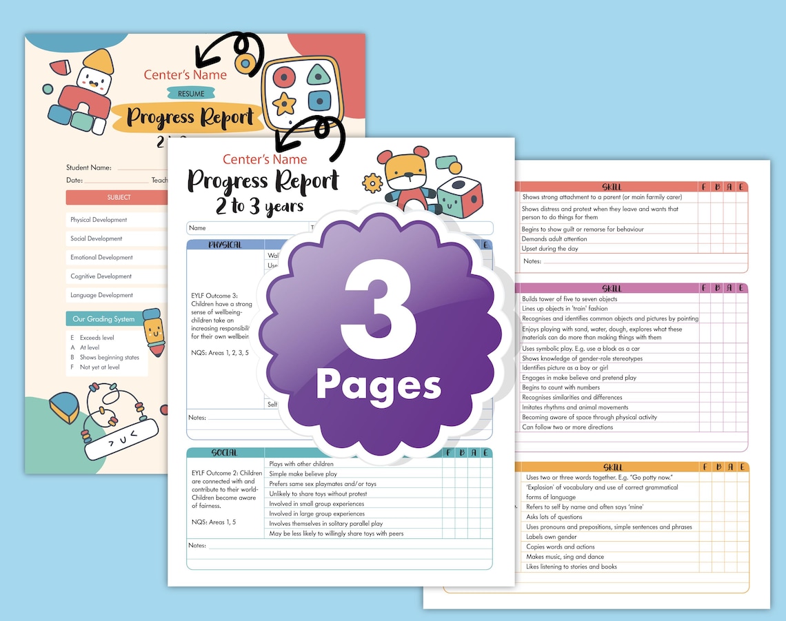 2–3 Year Old Toddler Progress Report | Editable Fillable PDF ...