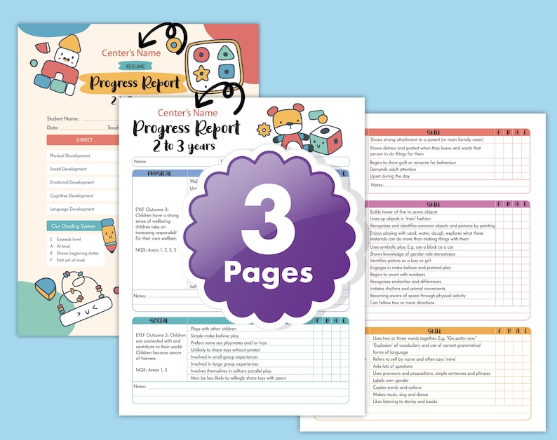 2–3 Year Old Toddler Progress Report | Editable Fillable PDF ...