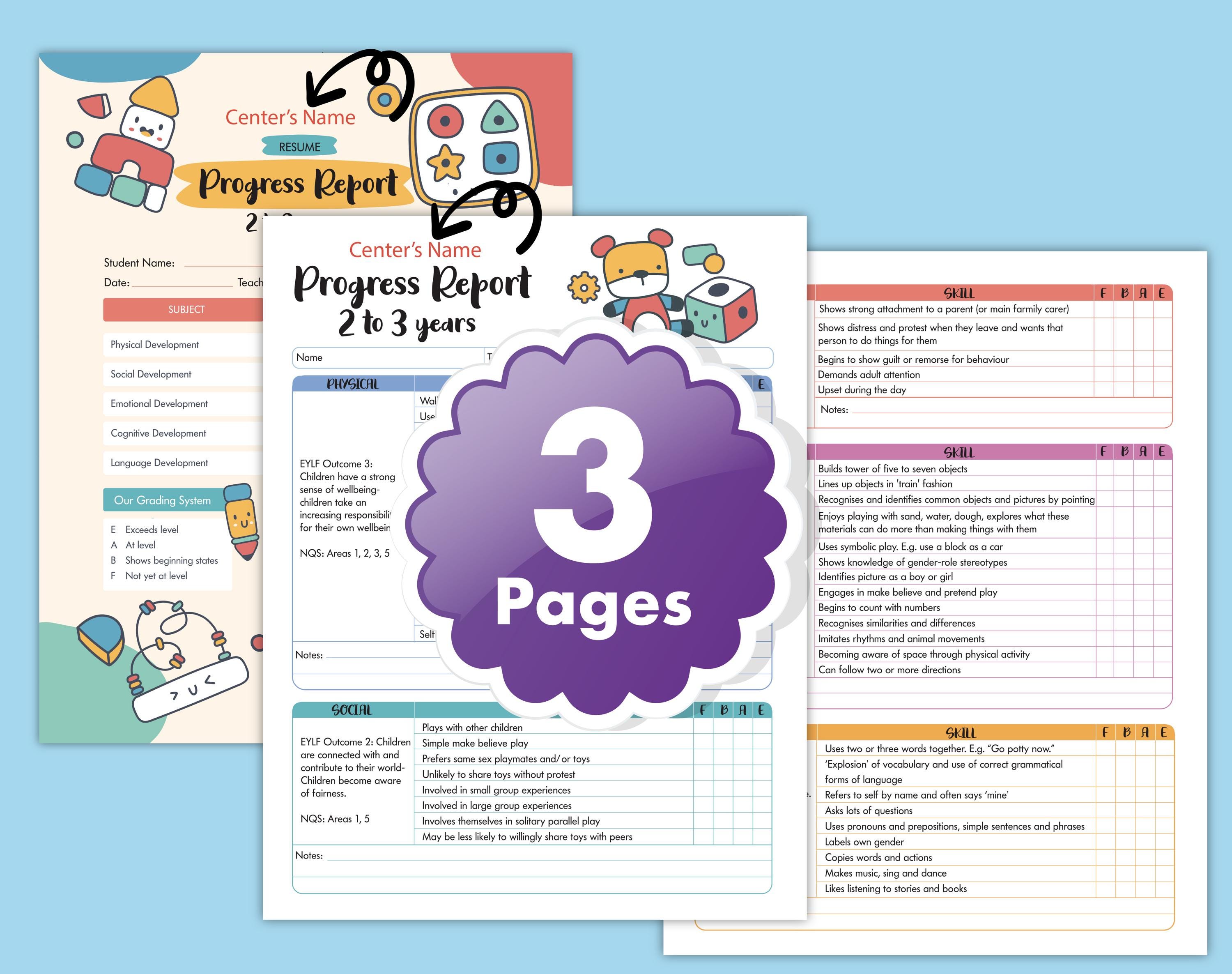 2–3 Year Old Toddler Progress Report | Editable Fillable PDF ...