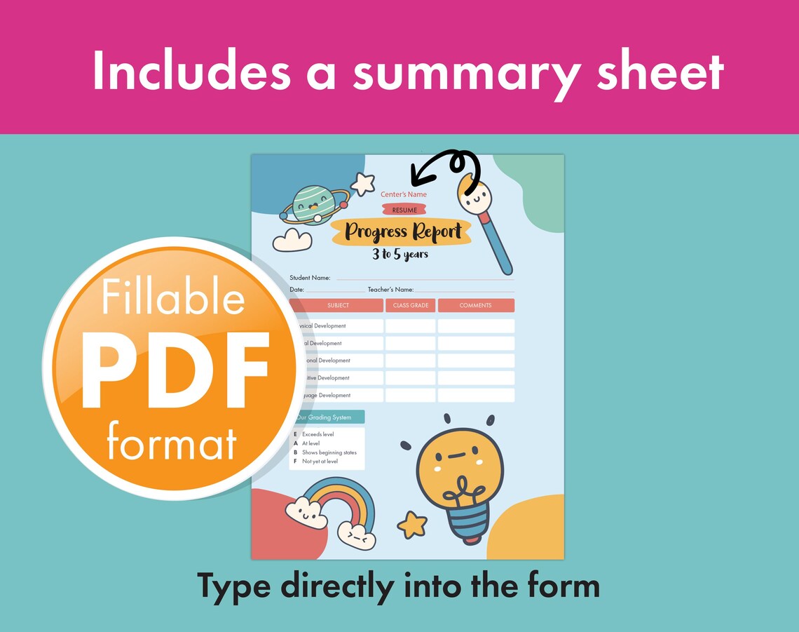 3-5 Year Old Progress Report | EYLF & NQS Aligned Fillable PDF ...