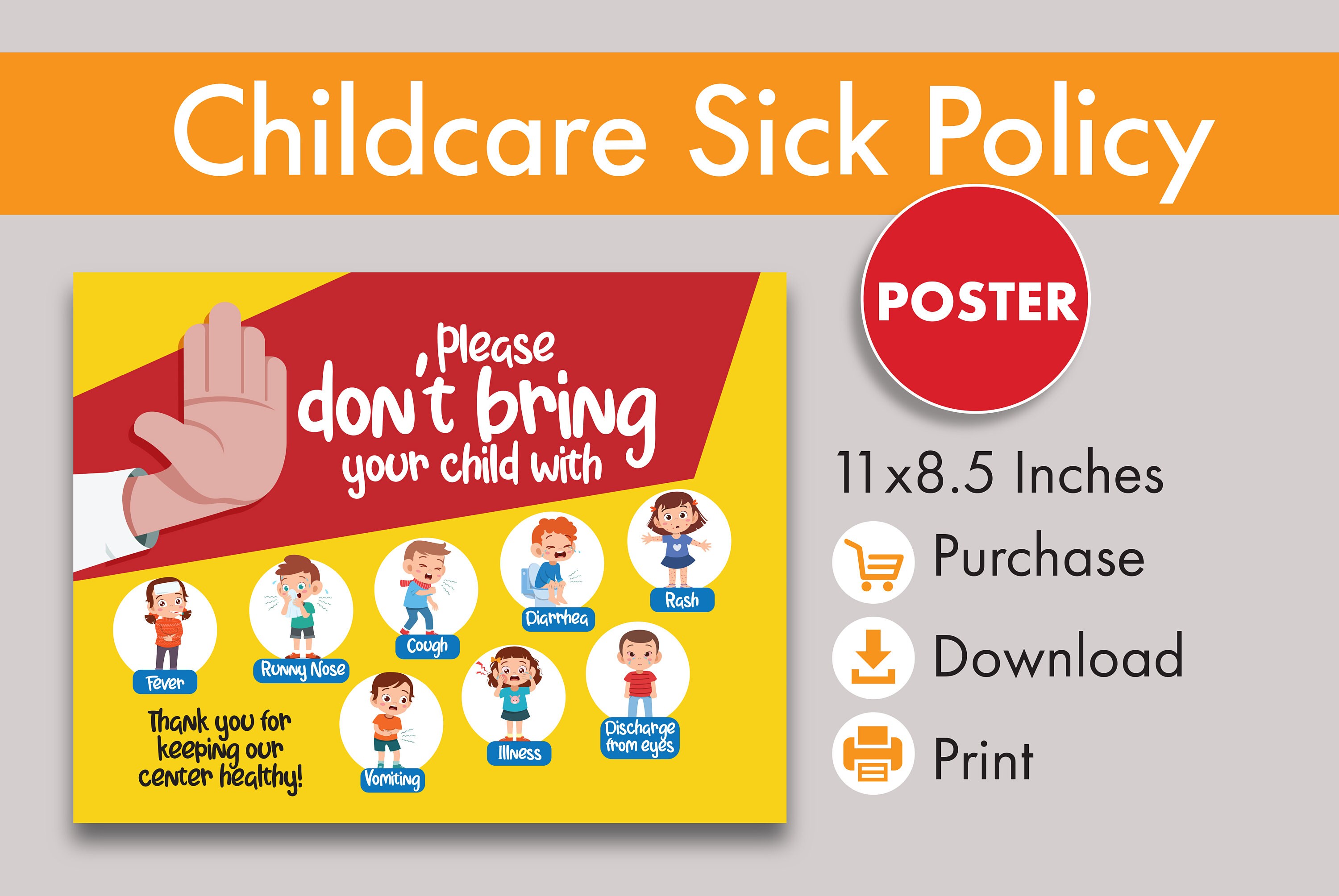 Daycare Sick Policy Poster For Childcare And Daycare Etsy Daycare Sick Policy Poster For Childcare And Daycare Etsy
