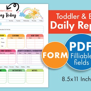 Toddler & Baby Daily Report Sheet Childcare Babysitter - Etsy