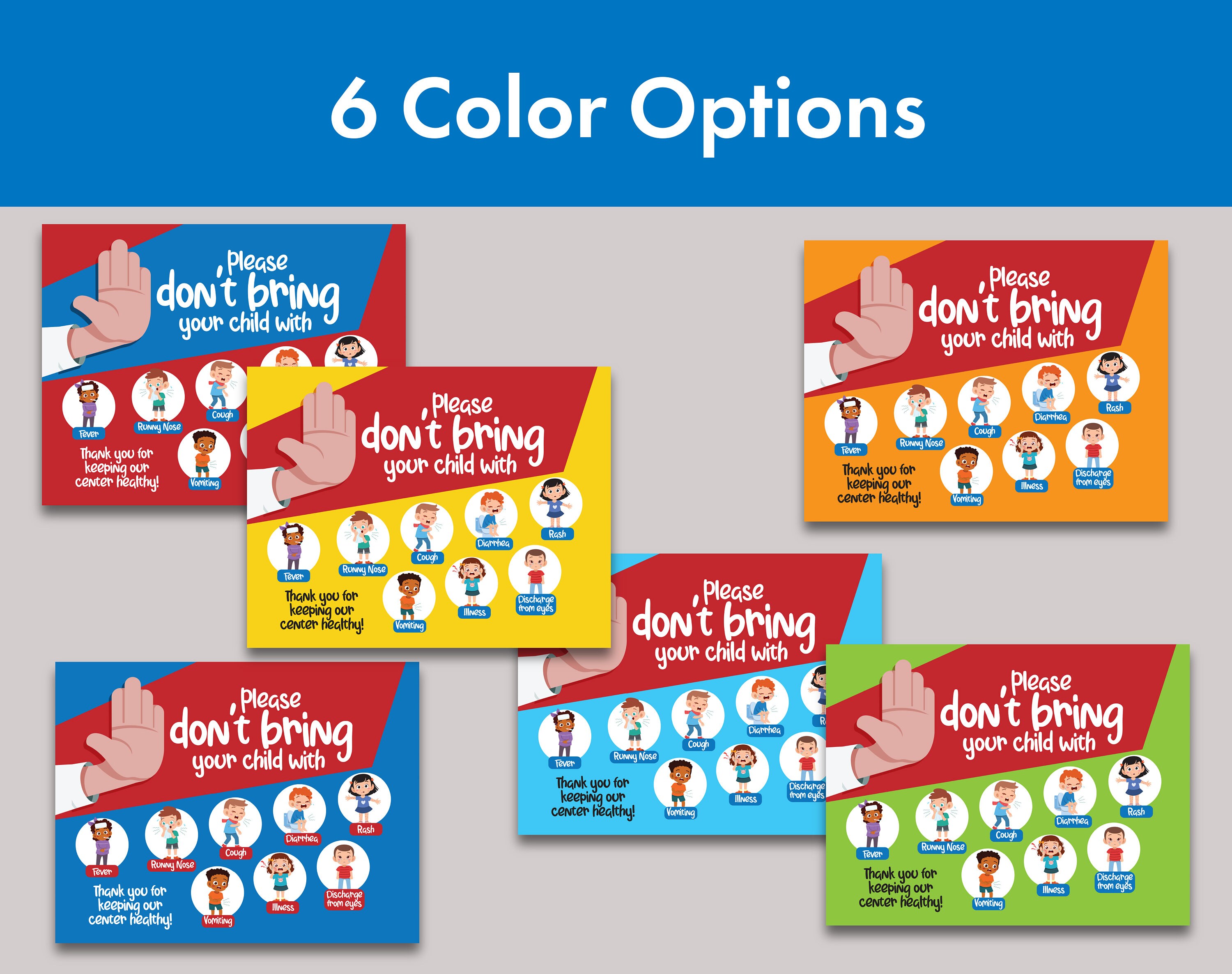 Personalized Sick Policy Poster for Daycare, Childcare, Preschool ...